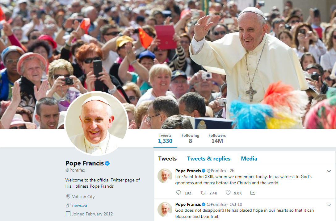 Pope tops 40 million followers on Twitter, 5 million on Instagram ...