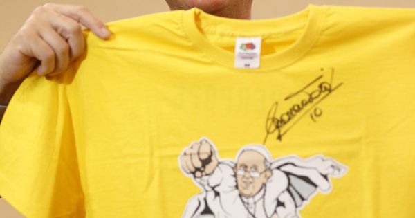 Superpope to the rescue: T-shirt raises money for papal charity ...