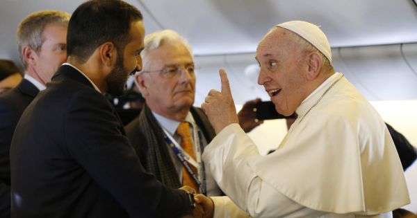 Pope arrives in Abu Dhabi, praying for nearby Yemen | National Catholic ...