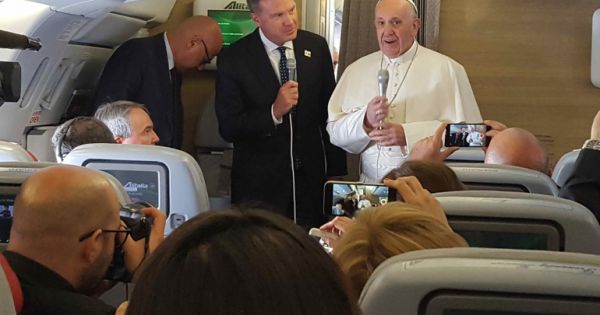 On papal flight, Francis says Colombia trip a push to 'go forward on ...